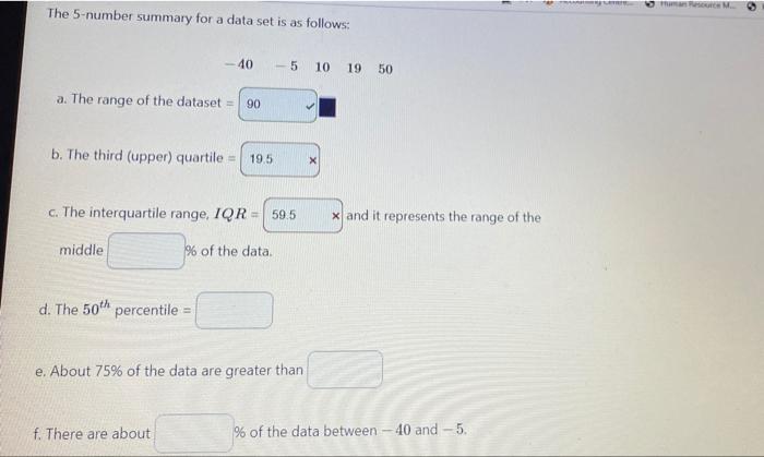 Solved The 5-number summary for a data set is as follows: | Chegg.com