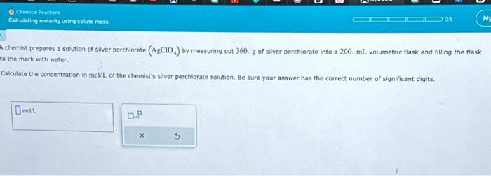 Solved A Chemical Reactions Calculating molarity using | Chegg.com