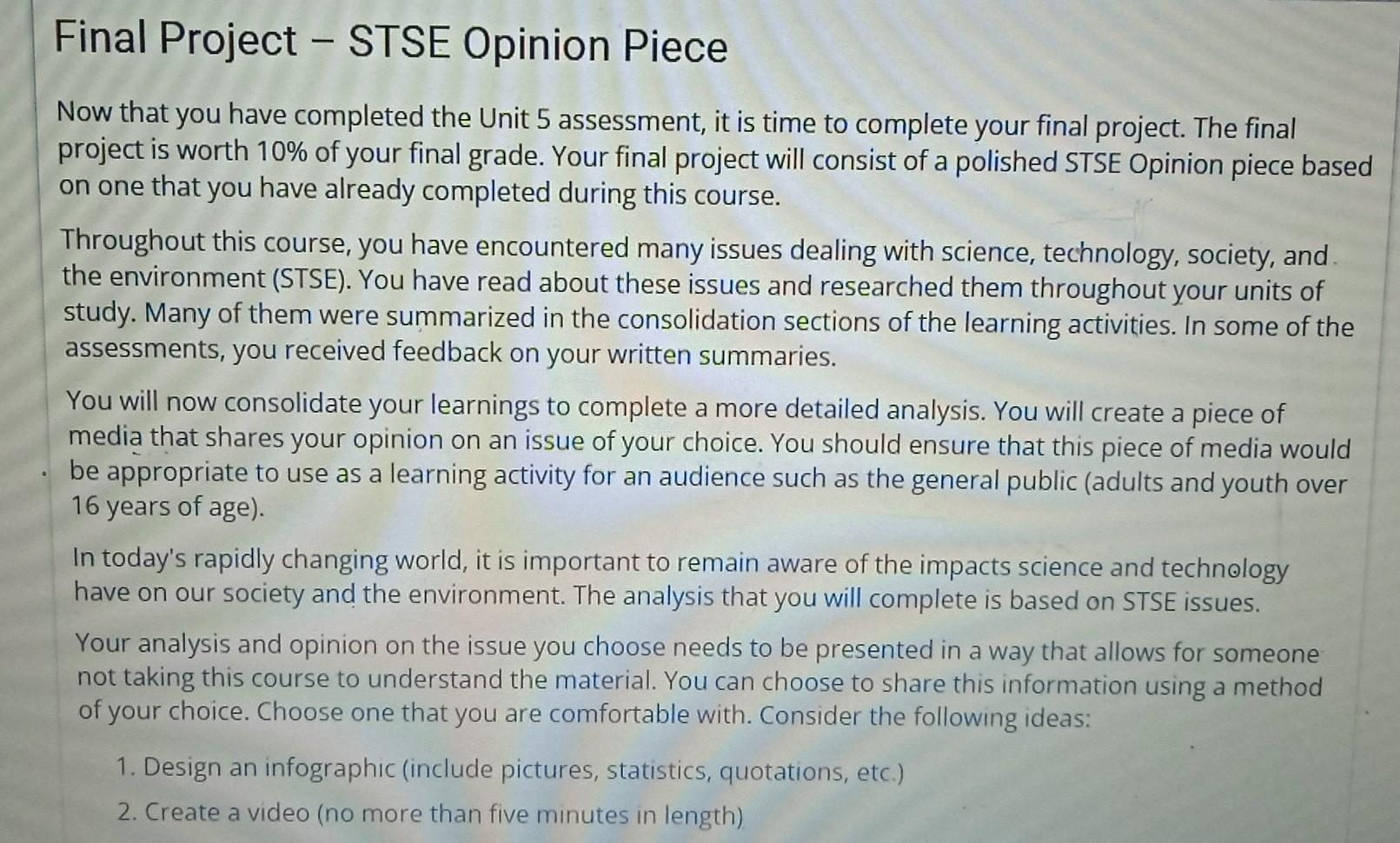 Solved Now that you have completed the Unit 5 assessment, it | Chegg.com