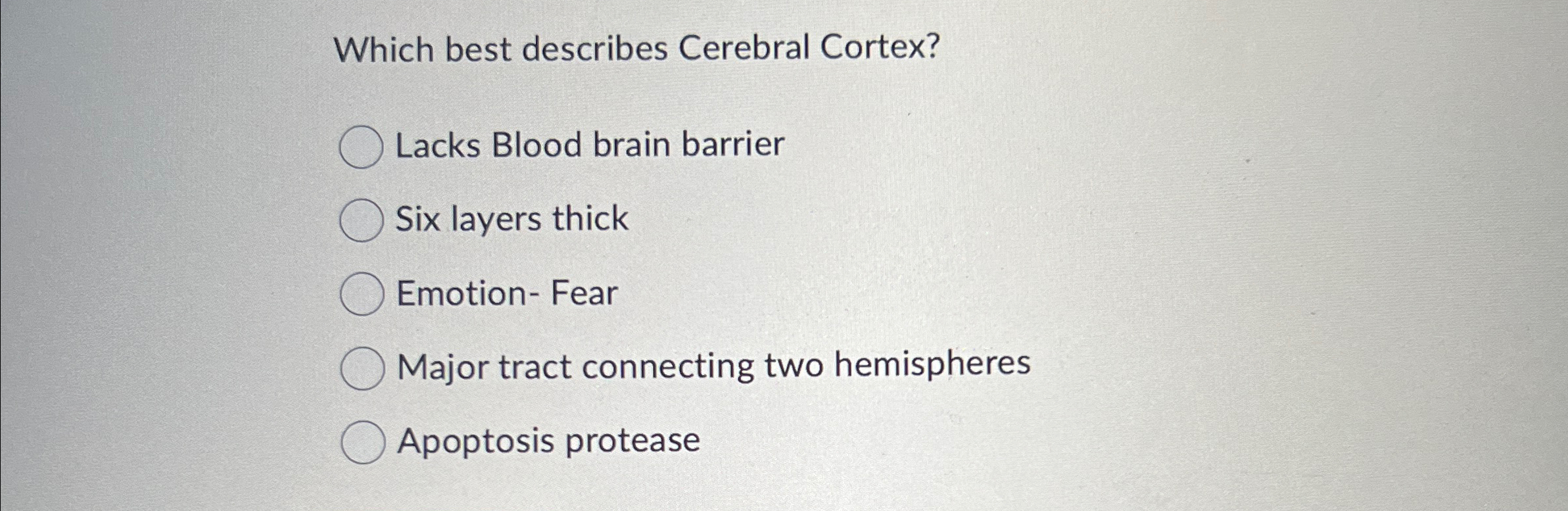 Solved Which best describes Cerebral Cortex?Lacks Blood | Chegg.com