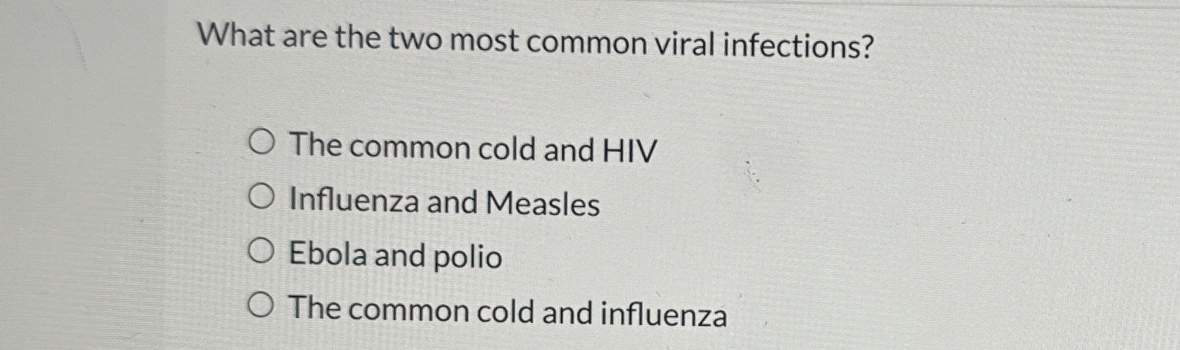 Solved What are the two most common viral infections?The | Chegg.com