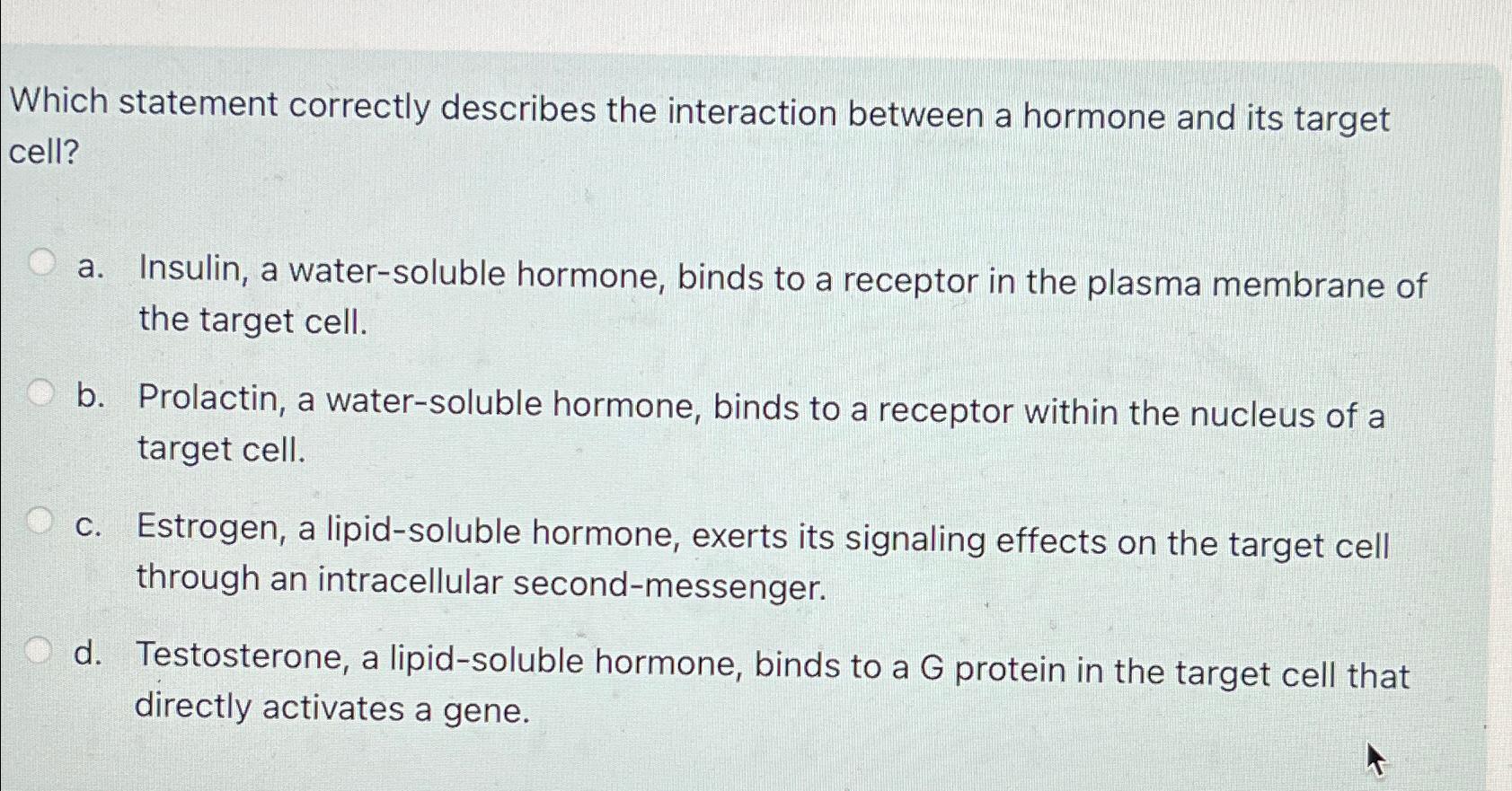Solved Which statement correctly describes the interaction | Chegg.com