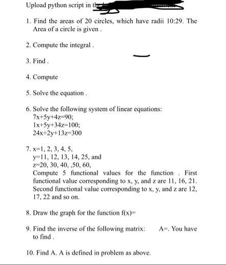 Upload python script in thFind the areas of 20 | Chegg.com