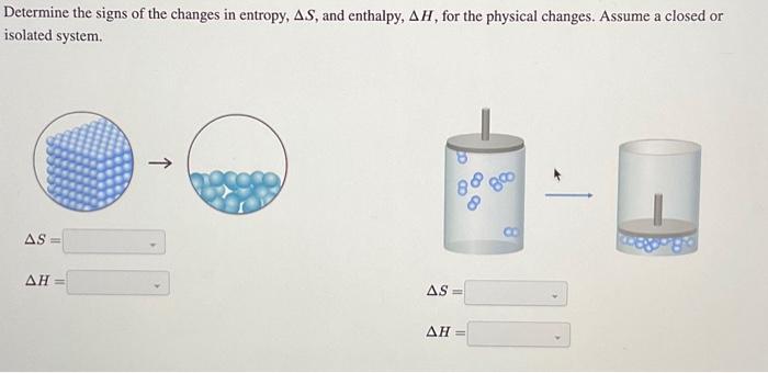 Solved Determine the signs of the changes in entropy, AS, | Chegg.com