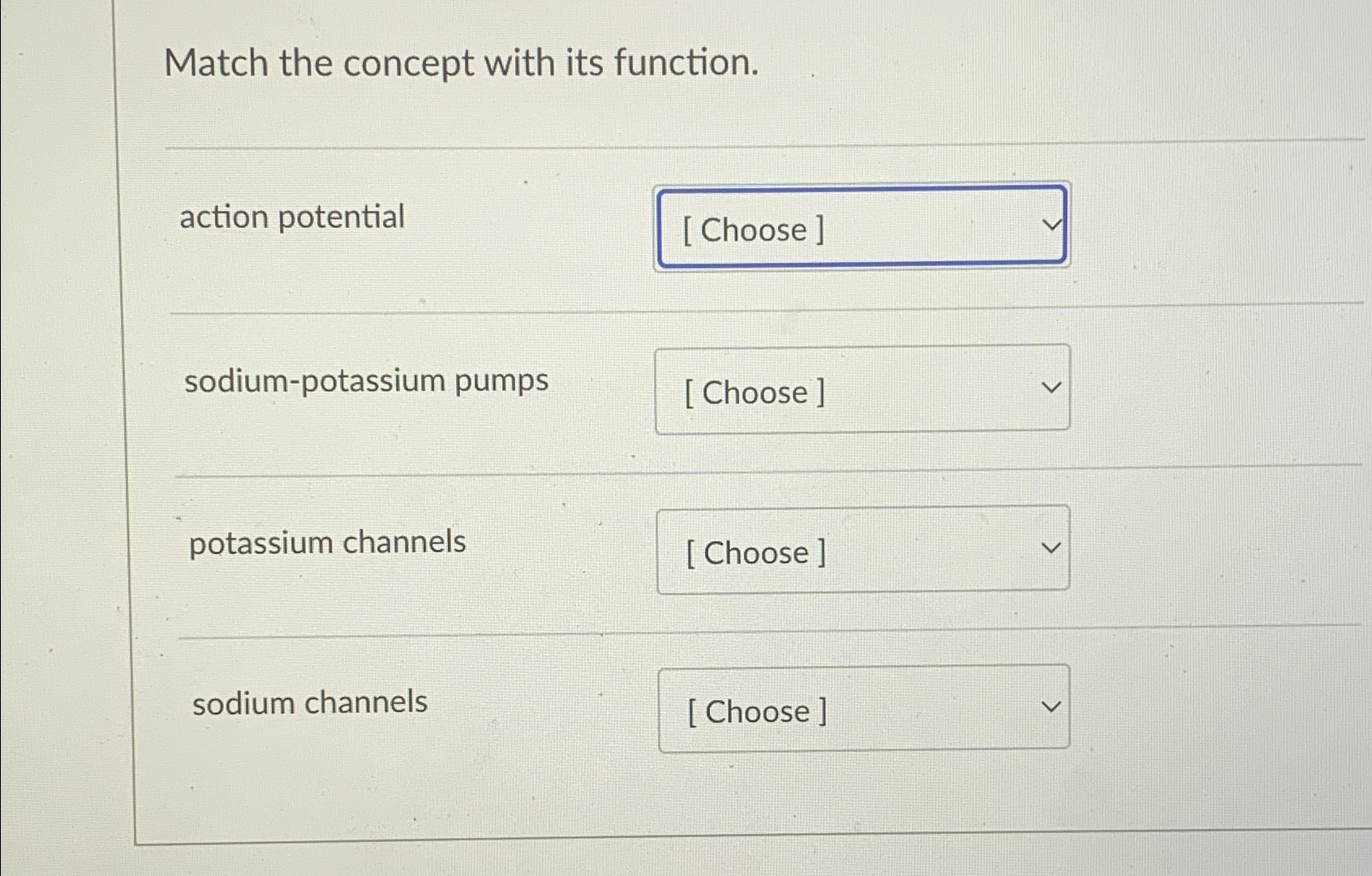 Solved Match the concept with its function.action | Chegg.com