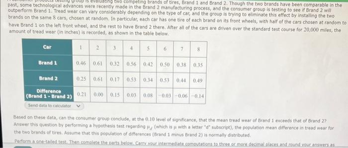Solved outperform Brand 1. Tread wear can vary conciderably | Chegg.com