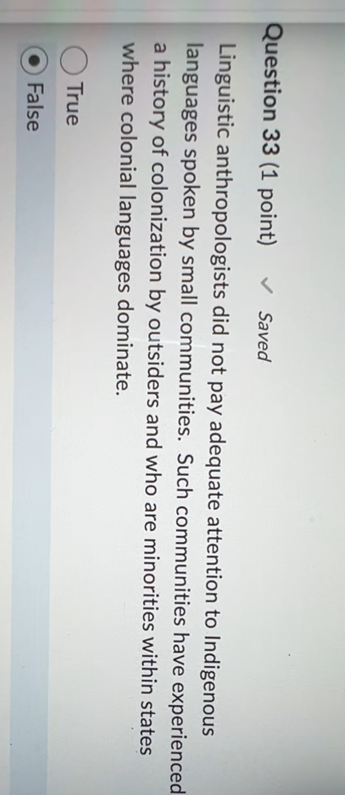 Solved Question 33 (1 ﻿point) ﻿SavedLinguistic | Chegg.com