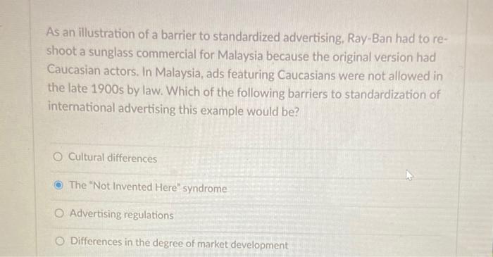 Solved As an illustration of a barrier to standardized | Chegg.com