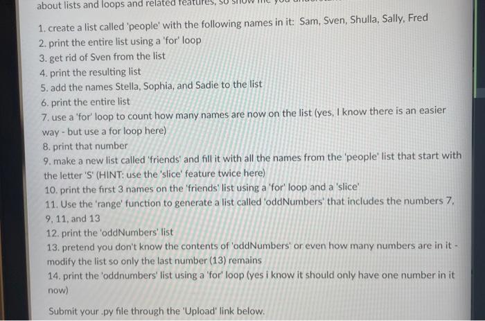 Solved 1. create a list called "people" with the following | Chegg.com