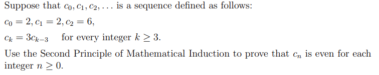 Solved Suppose that c0,c1,c2,dots is ﻿a sequence defined as | Chegg.com