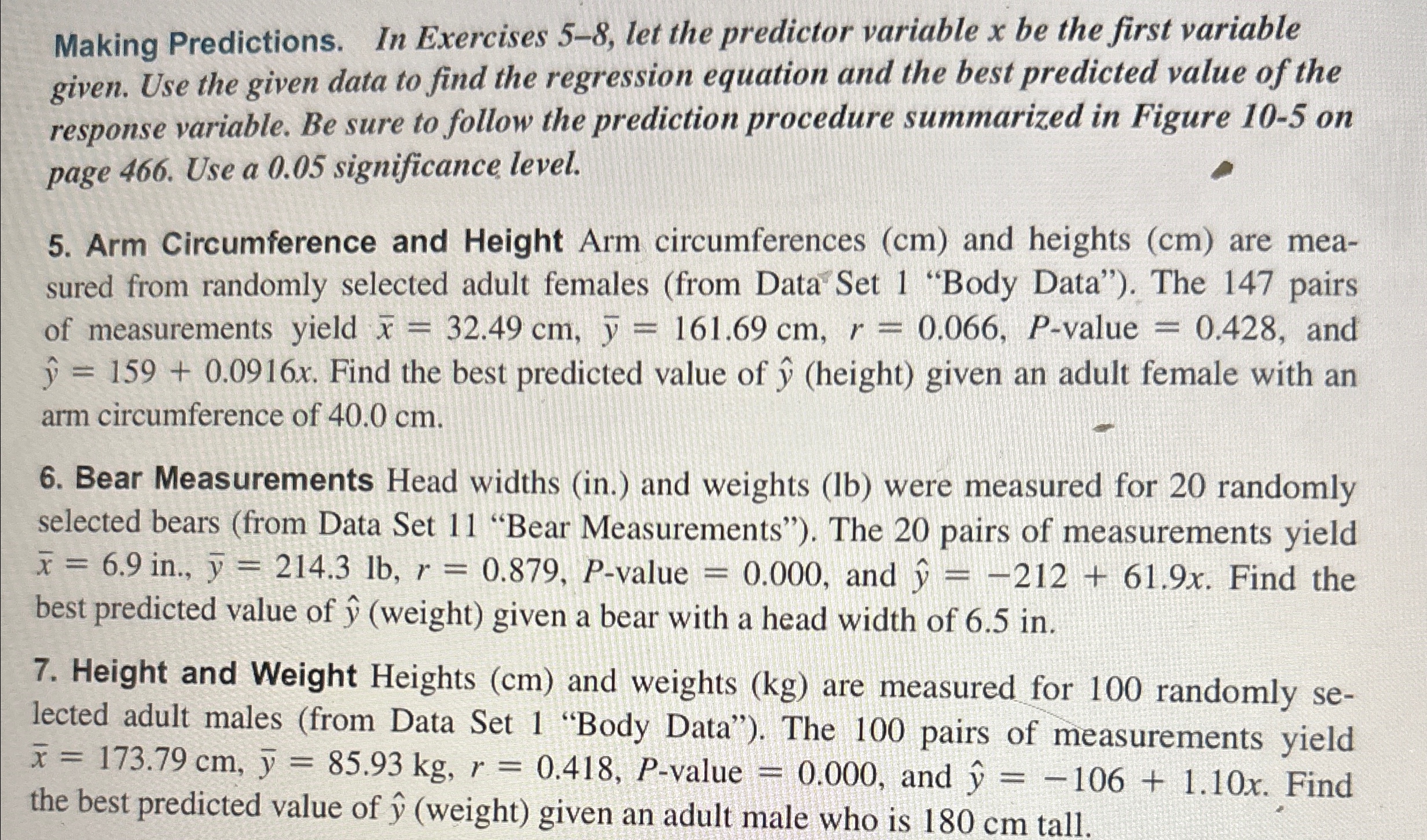 Making Predictions. In Exercises 5-8, ﻿let the | Chegg.com