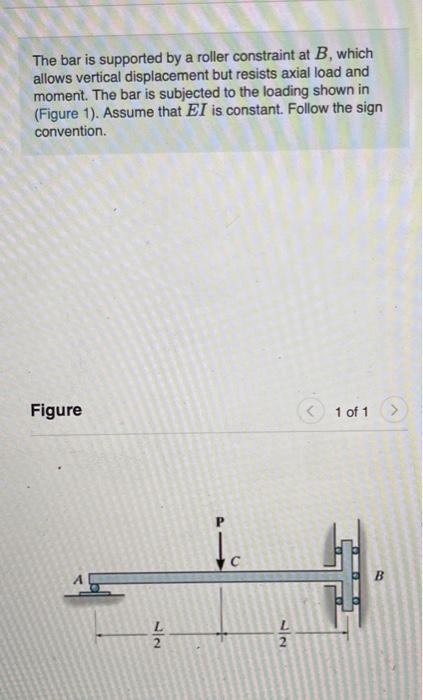Solved The bar is supported by a roller constraint at B, | Chegg.com