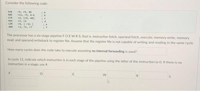 Solved Consider the following code: The processor has a | Chegg.com