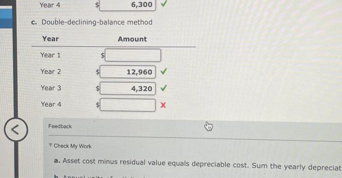 Solved I cannot figure out what the year 1 and 4 amounts for | Chegg.com