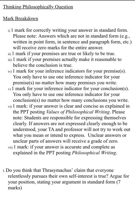 Mark Breakdown i) 1 mark for correctly writing your | Chegg.com