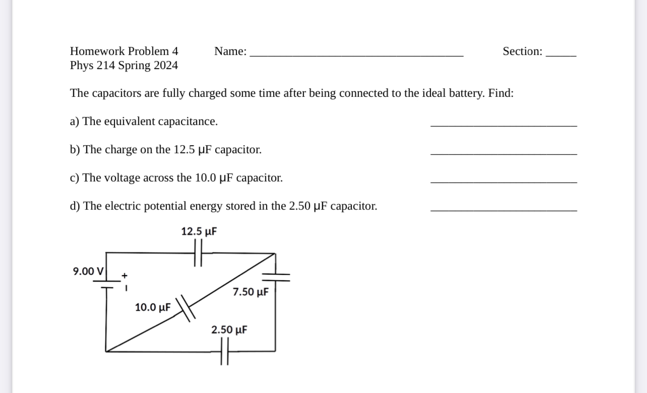 Solved Homework Problem 4Name:Section:Phys 214 ﻿Spring | Chegg.com