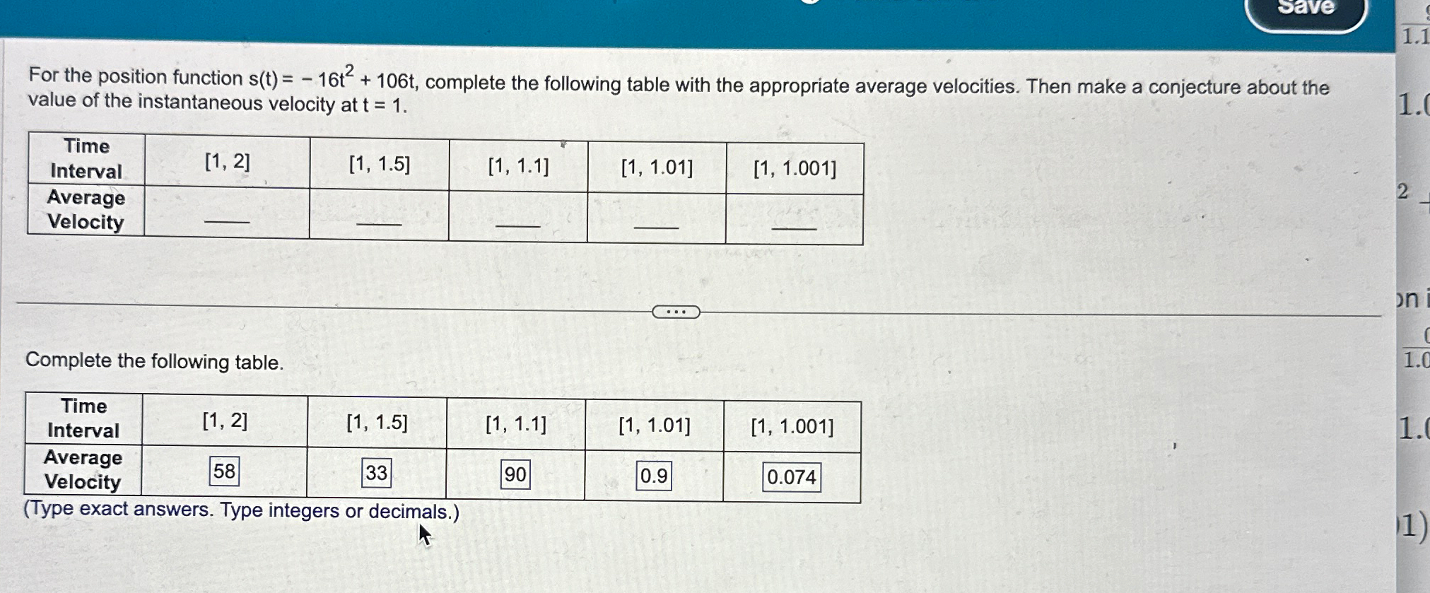 Solved For the position function s(t)=-16t2+106t, ﻿complete | Chegg.com