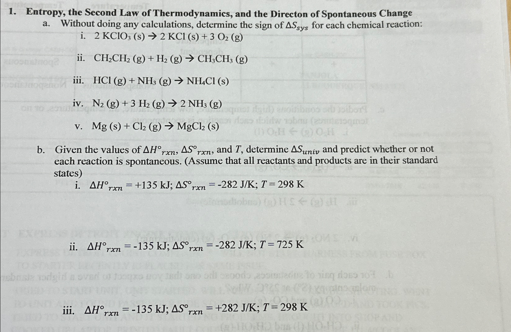 Solved Entropy, the Second Law of Thermodynamics, and the | Chegg.com