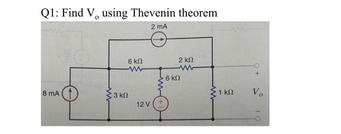 Solved Q1: Find Vo using Thevenin theorem | Chegg.com
