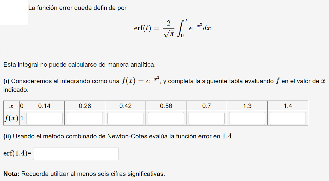 La función error queda definida | Chegg.com