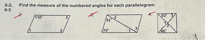 Solved Find the measure of the numbered angles for each | Chegg.com