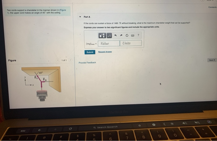 Solved Constants Two cords support a chandelier in the | Chegg.com