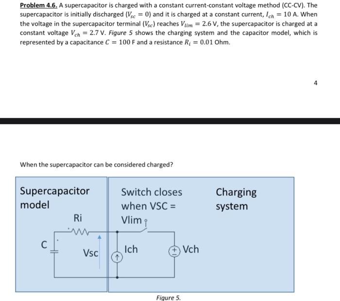 Solved Problem 4.6. A supercapacitor is charged with a | Chegg.com