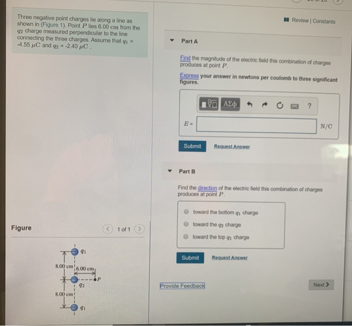 Solved - Review Constants Three negative point charges lie | Chegg.com