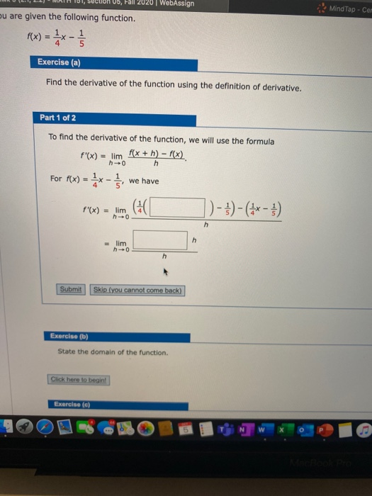 Solved WebAssign Mind Tap - Cer ou are given the following | Chegg.com