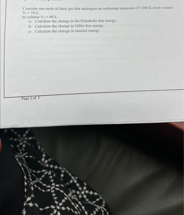 Solved Consider one mole of ideal gas that undergoes an | Chegg.com