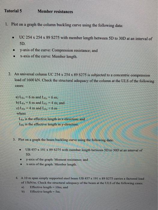Solved Tutorial 5 Member resistances 1. Plot on a graph the | Chegg.com