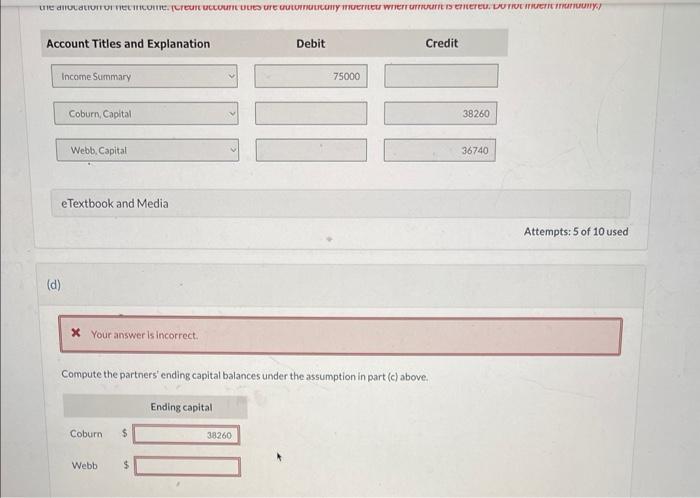 Solved Compute the partners' ending capital balances under | Chegg.com