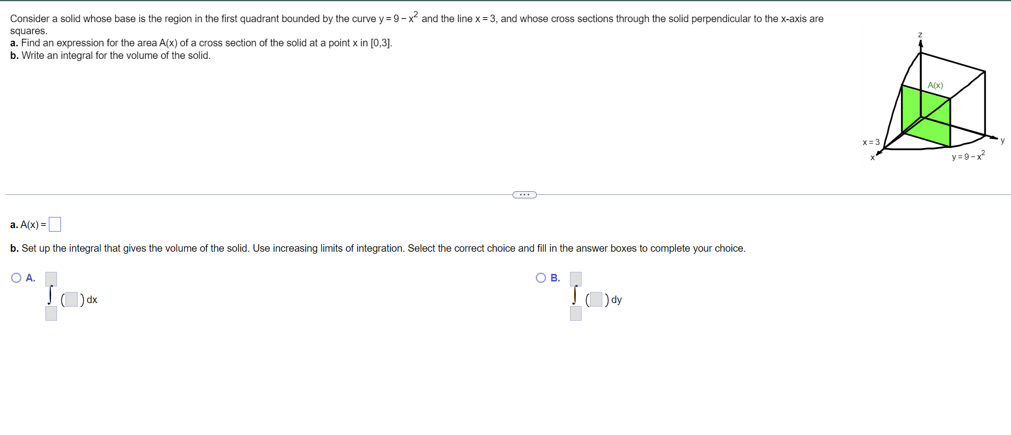 Solved Consider a solid whose base is the region in the | Chegg.com