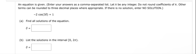 Solved An equation is given. (Enter your answers as a | Chegg.com