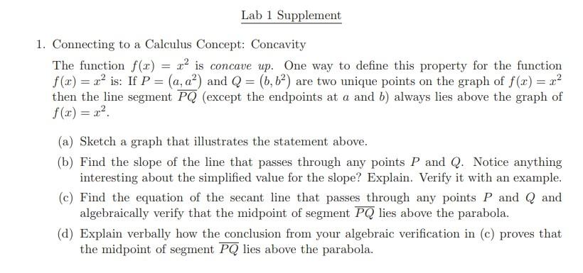 Solved 1. Connecting to a Calculus Concept: Concavity The | Chegg.com