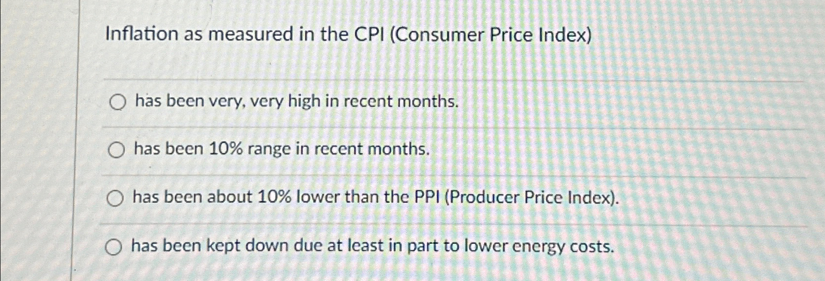 Solved Inflation as measured in the CPI (Consumer Price | Chegg.com