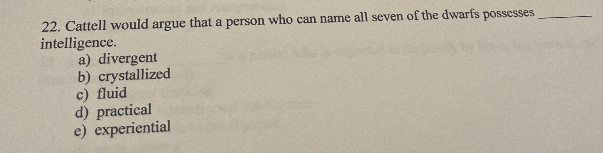 Solved Cattell would argue that a person who can name all | Chegg.com