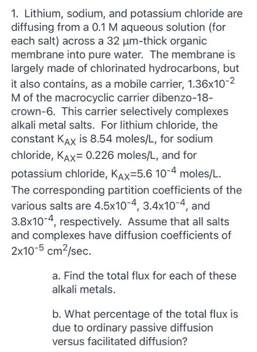 Solved 1. Lithium, sodium, and potassium chloride are | Chegg.com