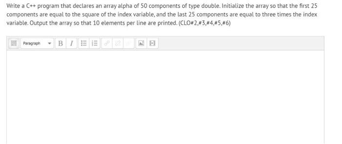 Solved Write A C Program That Declares An Array Alpha Of 