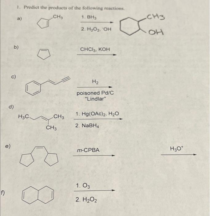 Solved Predict the products of the following reactions. CH3 | Chegg.com