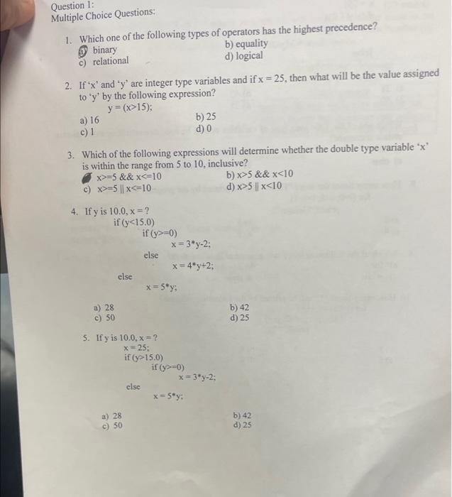 Solved Question 1: Multiple Choice Questions: 1. Which one | Chegg.com
