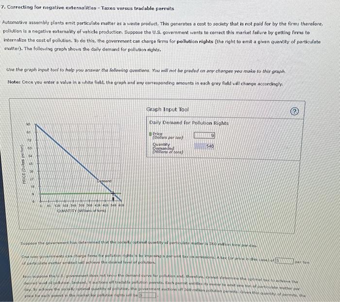 Solved 7. Correcting for negative externalities - Taxes | Chegg.com