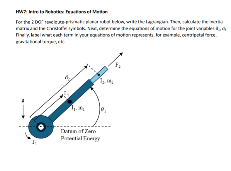 Solved HW7: Intro to Robotics: Equations of MotionFor the 2 | Chegg.com