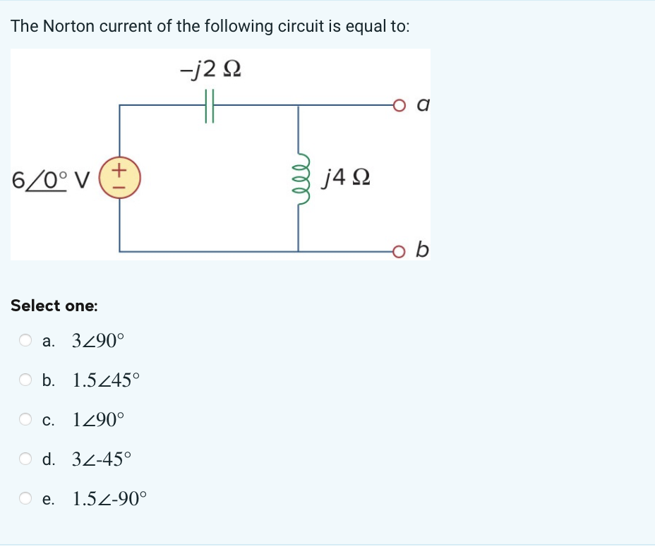 Solved The Norton current of ﻿the following circuit is | Chegg.com