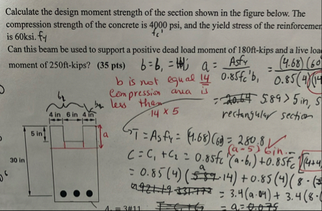 Solved Calculate the design moment strength of the section | Chegg.com