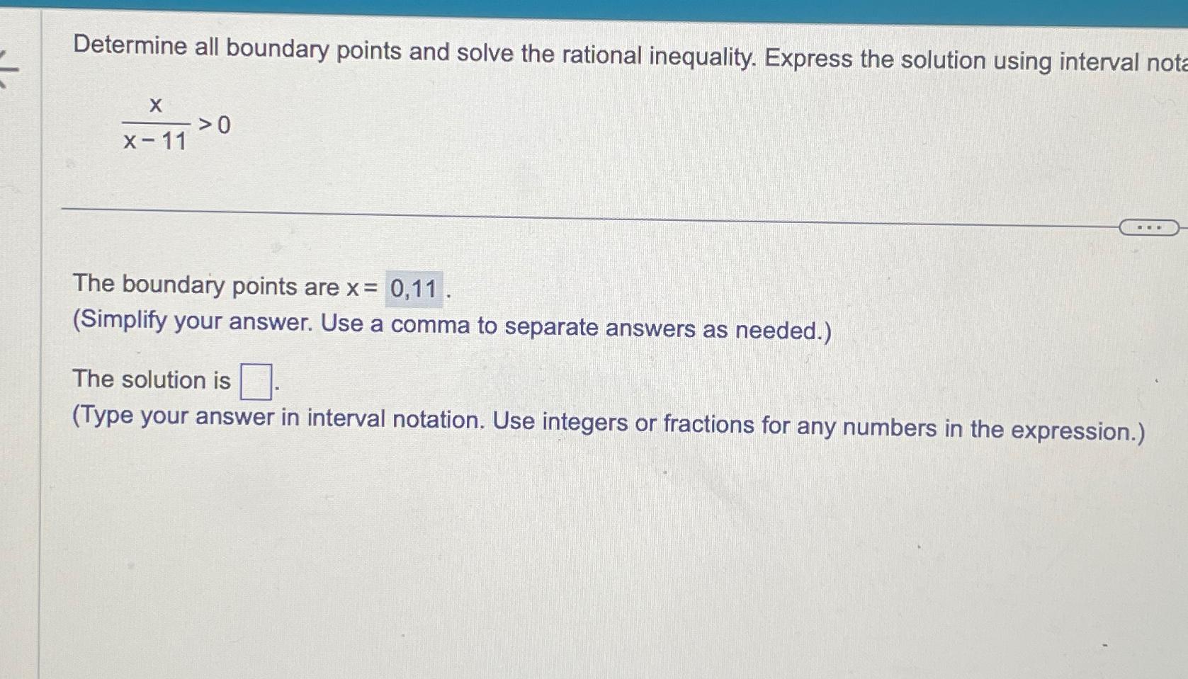 Solved Determine all boundary points and solve the rational | Chegg.com