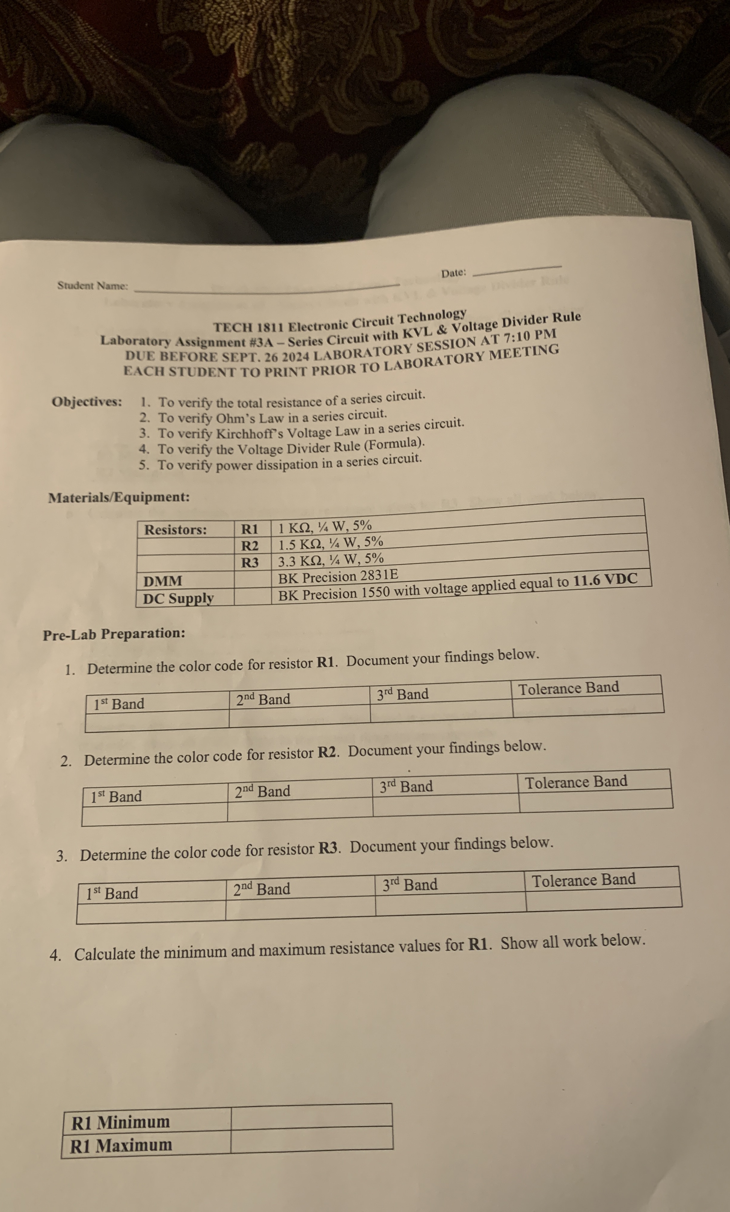 Solved TECH 1811 ﻿Electronic Circuit TechnologyLaboratory | Chegg.com