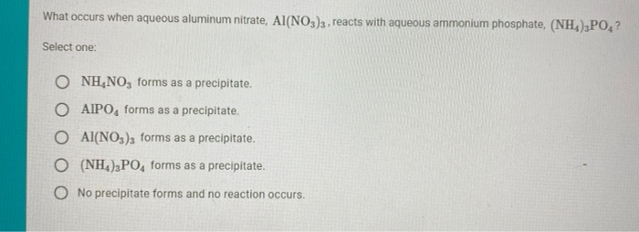 Solved What occurs when aqueous aluminum nitrate, Al(NO3)2, | Chegg.com