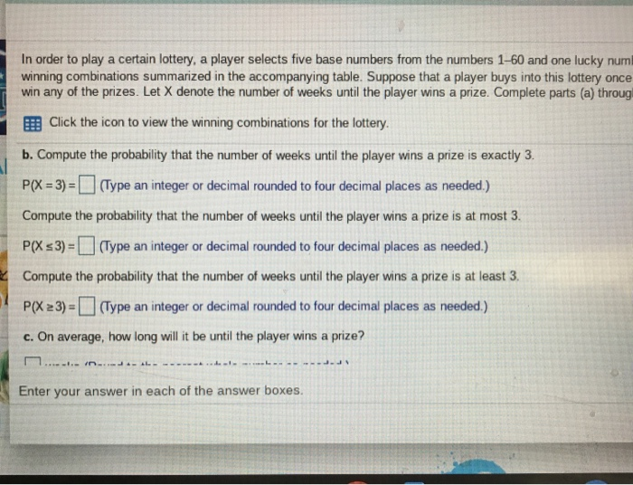 Solved In order to play a certain lottery, a player selects | Chegg.com