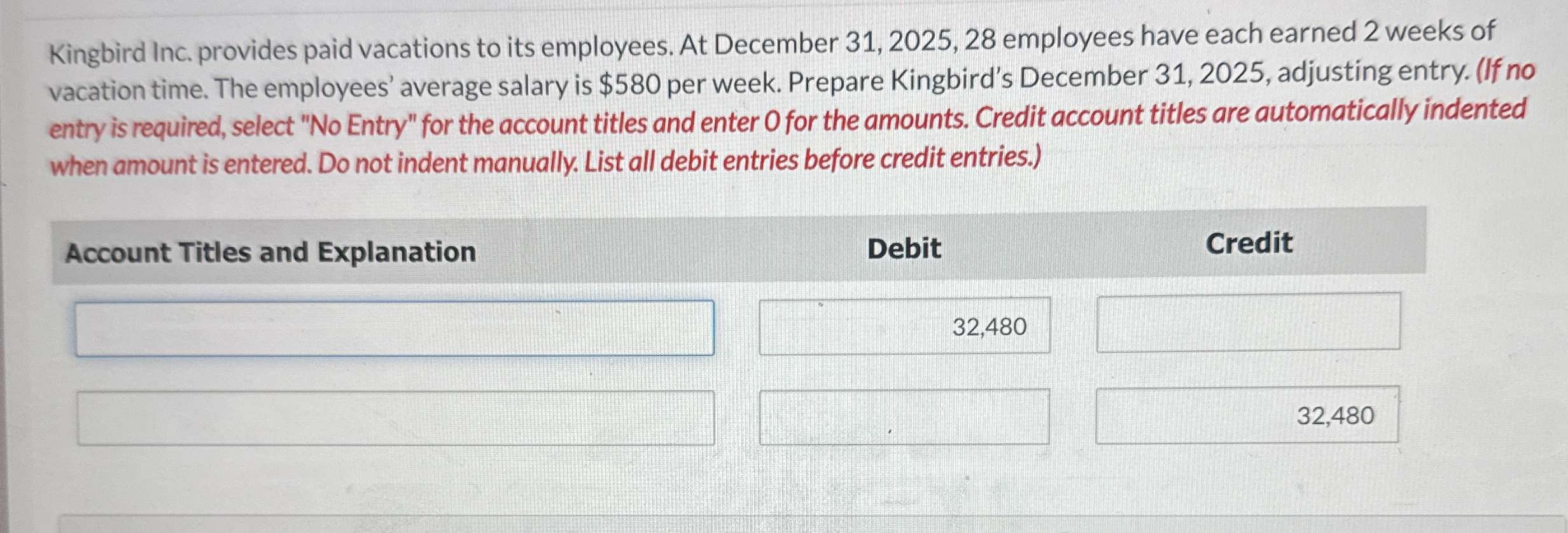 Solved Kingbird Inc. provides paid vacations to its | Chegg.com